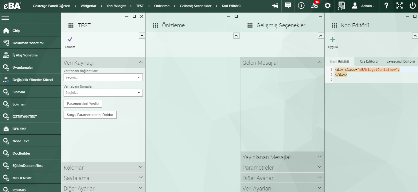 Dashboard Kod Editörü | Bimser