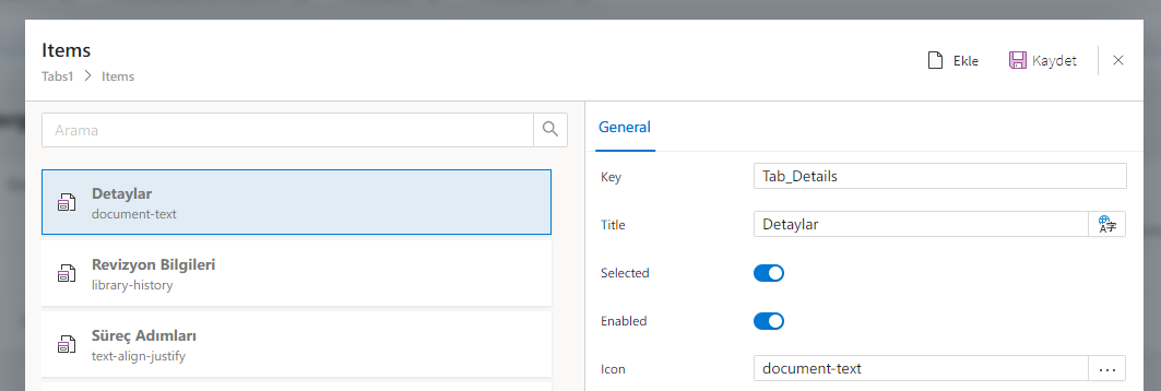 Tab Elemanlarının Görünürlüğü | Bimser