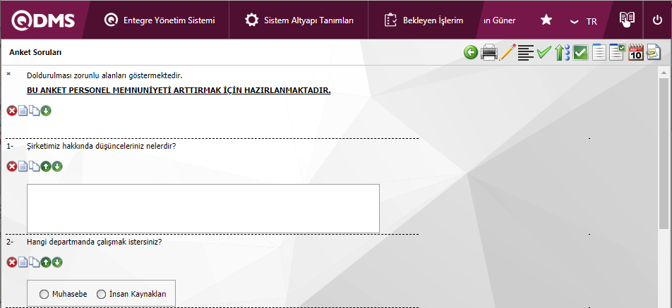 Anket İşlemleri | Bimser